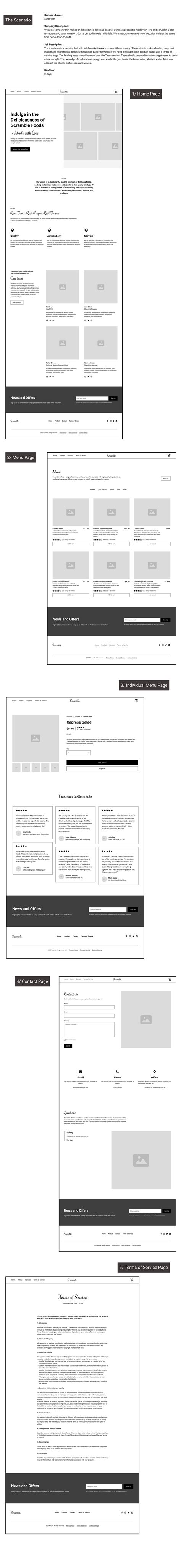 Scramble Restaurant Landing Page Wireframe Behance