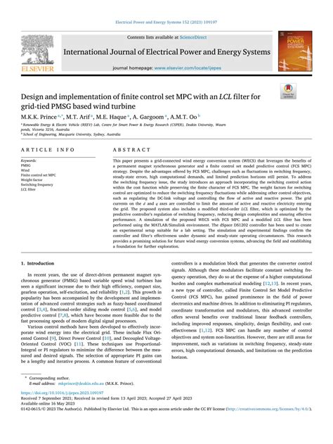 pdf design and implementation of finite control set mpc with an lcl