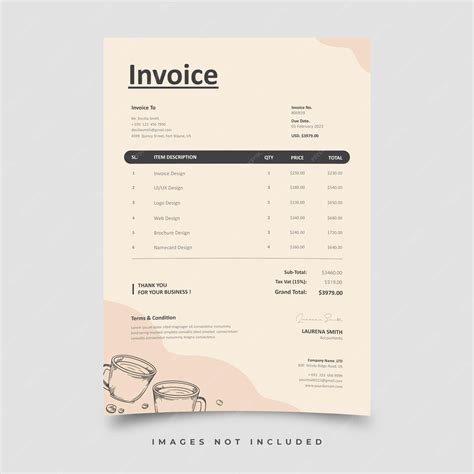 Plantilla De Factura Editable Vector Premium