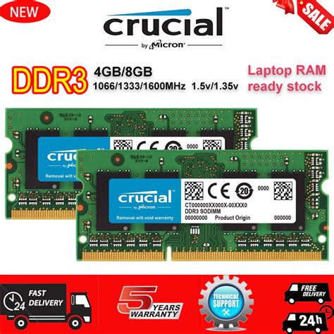 crucial laptop ram ddr3 ddr3l 8gb 4gb 1333mhz 1600mhz 1066mhz sodimm