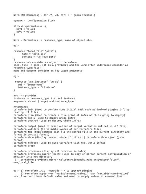 Terraform Commands And Configuration Guide Pdf Computer File
