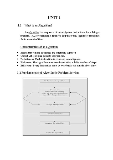 UNIT-I - UNIT 1 1 What is an Algorithm? An algorithm is a sequence of unambiguous instructions ...