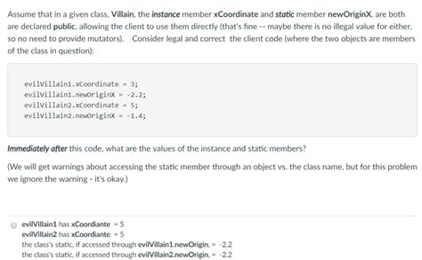 solved assume that in a given class villain the instance