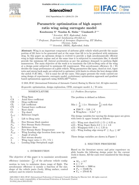 Pdf Parametric Optimization Of High Aspect Ratio Wing Using Surrogate Model