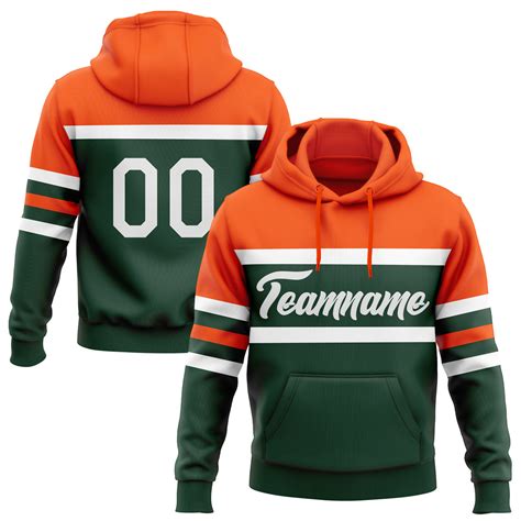 Custom Stitched Green White Orange Line Sports Pullover Sweatshirt