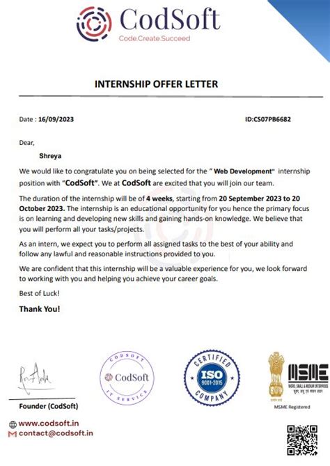 Shreya On Linkedin Internship Codsoft Codsoftinternship Webdeveloper