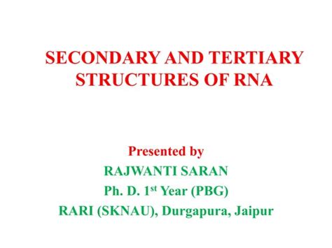 Secondary And Tertiary Structure Of Rna Pptx