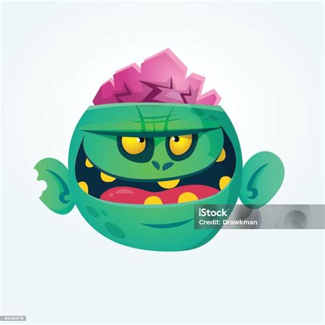 재 밌 고 멋진 녹색 좀비의 만화 할로윈 문자입니다 벡터 일러스트 레이 션 걷기에 대한 스톡 벡터 아트 및 기타 이미지 걷기 계시록 공포 무서움 Istock
