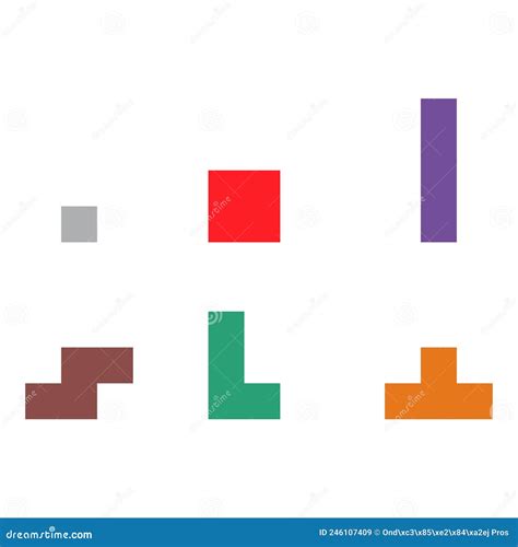 Set Of Color Tetris Block Color Puzzle Icon Logic Fun Game Vector Illustration Stock Vector