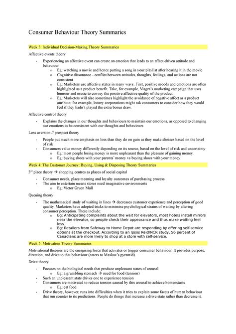 Consumer Behaviour Theory Summaries First Positive Moods And Emotions Are Often Highlighted
