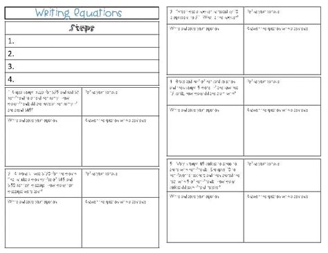 Defining Variables And Writing Equations By Melanies Math Lessons And Activities