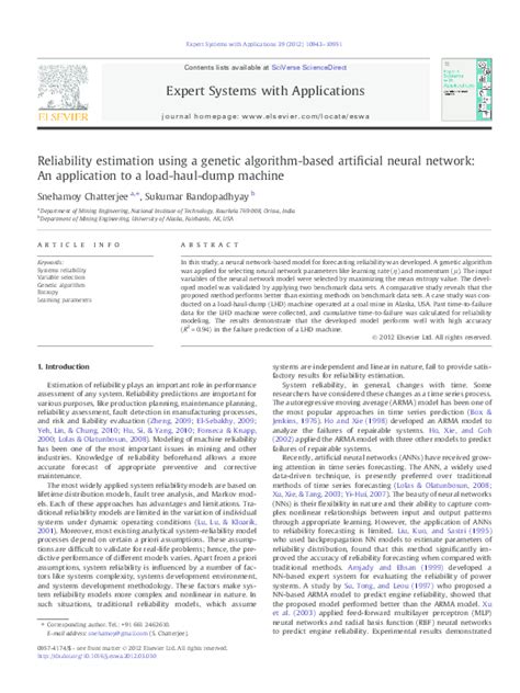 Pdf Reliability Estimation Using A Genetic Algorithm Based Artificial Neural Network An