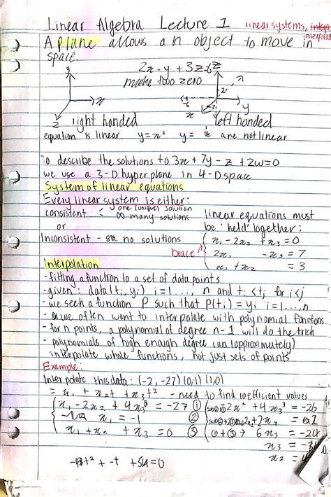 Math1013 Lecture 1 Linear Algebra Lecture 1 And 2 Oneclass