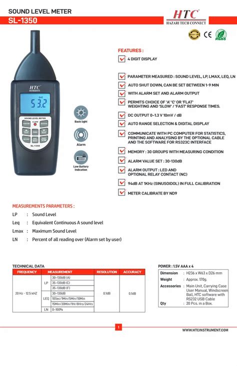 HTC SL Sound Level Meter At Piece HTC Sound Level Meters In Jaipur ID
