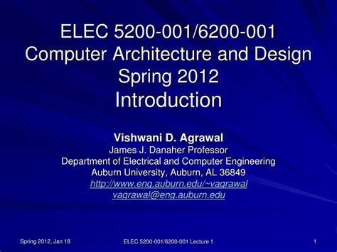 Ppt Elec 5200 0016200 001 Computer Architecture And Design Spring