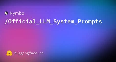 Nymboofficialllmsystemprompts At Main
