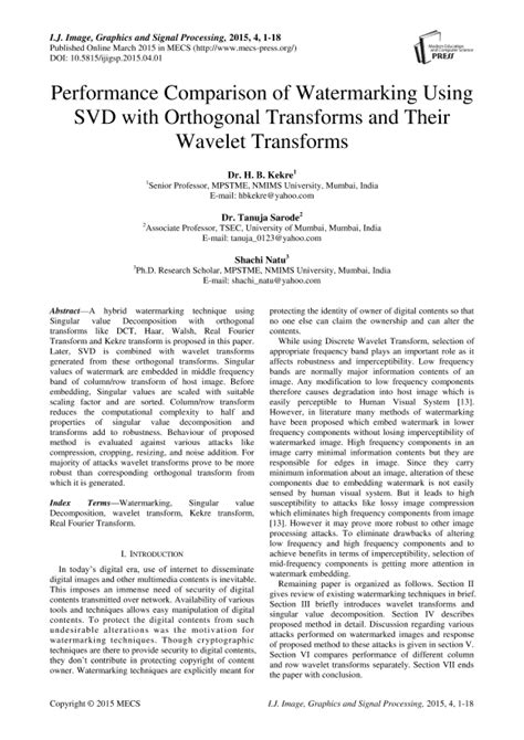 Performance Comparison Of Watermarking Using Svd With Orthogonal