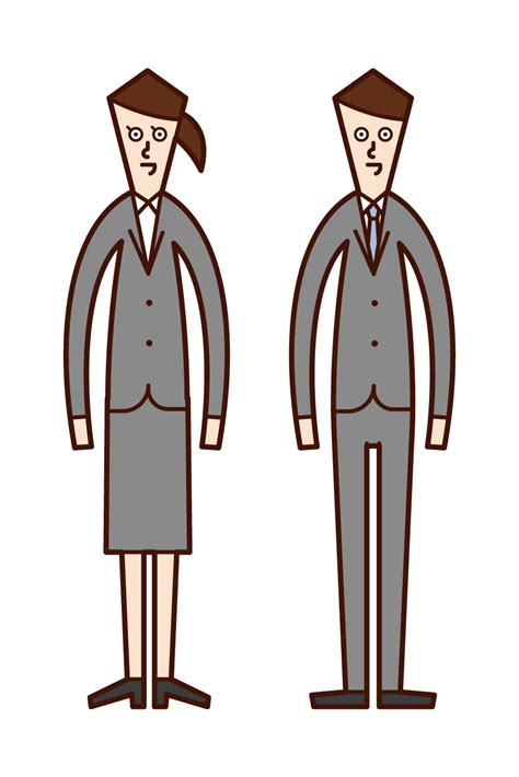양복을 입은 남성과 여성의 일러스트 무료 일러스트 소재집 Kukukeke