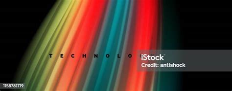 검은 색 배경에 추상 파선 유체 무지개 스타일의 색상 줄무늬 프리젠 테이션 응용 프로그램 벽지 배너 또는 포스터에 대한 예술 삽화 0명에 대한 스톡 벡터 아트 및 기타