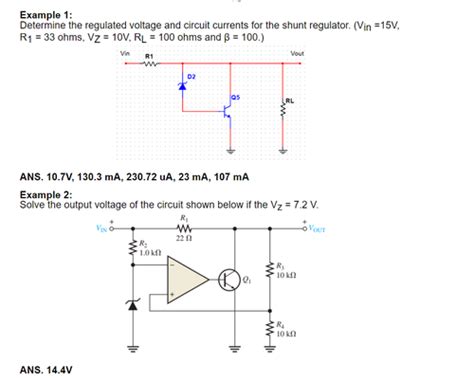 Solved Example Determine The Regulated Voltage And Chegg