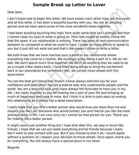 Breakup Letter Archives Free Letters