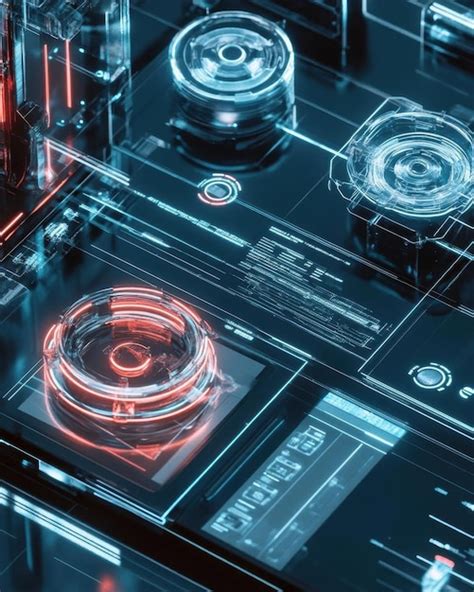 Cyberpunk Interface With Glowing Circles Premium Ai Generated Image