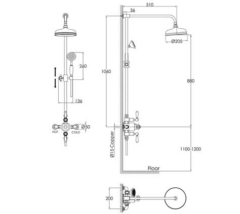 Jtp Grosvenor Exposed Shower Thermostatic Valve With Riser And Kit