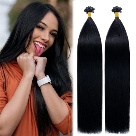 My Lady U Tip Hair Extensions Human Hair Jet Black 18 Inch