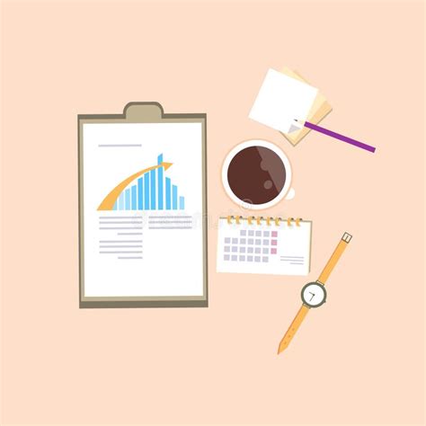 Business Office Workplace Desk Top Angle Above View Stock Vector Illustration Of Angle