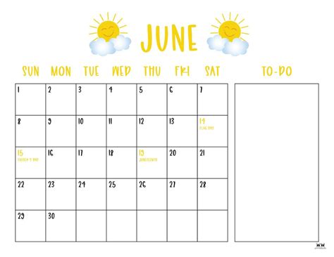 Printable June Calendar With Holidays Printable Calendar 2025