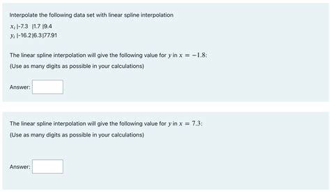 Solved Interpolate The Following Data Set With Linear Spline