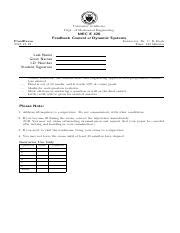 MecE420 Final 2012 Questions Pdf University Of Alberta Dept Of Mechanical Engineering MEC E