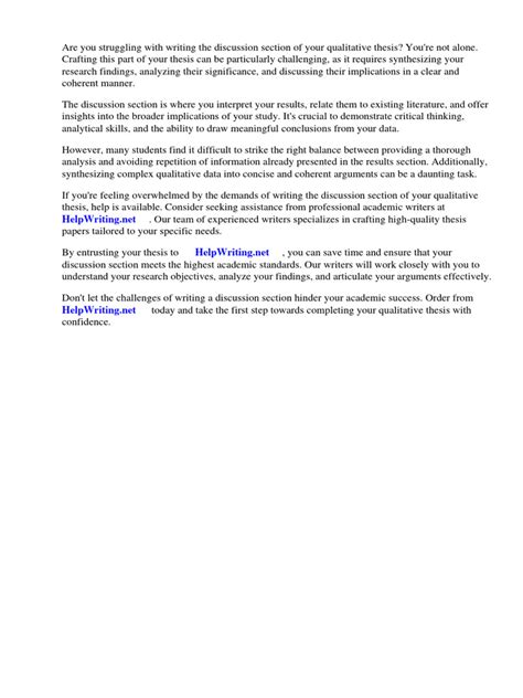 How To Write The Discussion Section Of A Qualitative Thesis Pdf