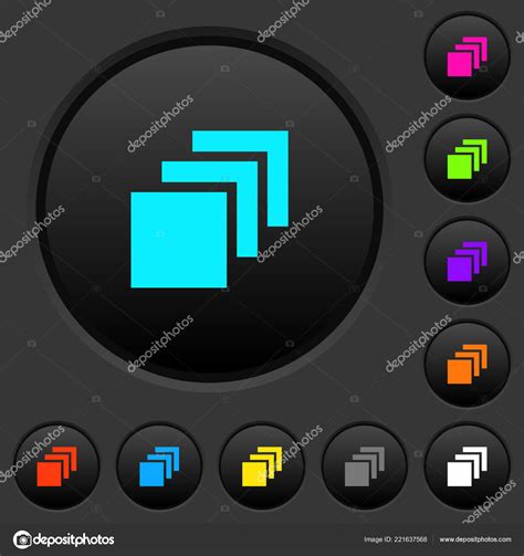 Multiple Canvases Dark Push Buttons Vivid Color Icons Dark Grey Stock Vector Image By