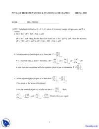 Enthalpy Thermodynamics And Statistical Mechanics Solved Exam Docsity