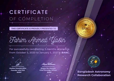 Md Fahim Ahmed On Linkedin Successfully Completed 3 Month Long Internship Of Bangladesh Astronomy