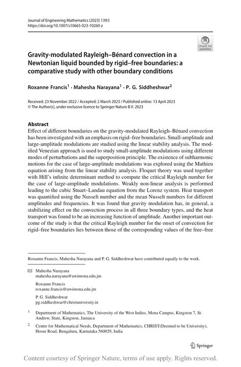 Gravity Modulated Rayleighbénard Convection In A Newtonian Liquid