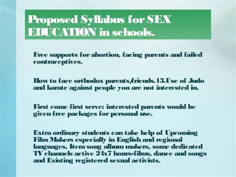 Syllabus For Sex Education In Schools Ppt