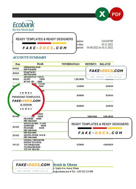 Ghana Ecobank Bank Statement Excel And Pdf Template Fake Docs Shop