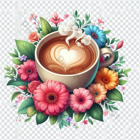 Flower Coffee Design Png Png Images Png Free Download Pikbest