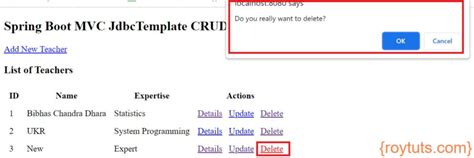 Spring Boot Mvc Jdbctemplate Crud Example Roy Tutorials