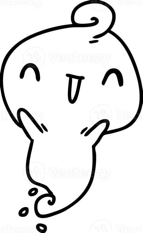 Line Drawing Illustration Kawaii Cute Dead Ghost Icon 40838612 Png