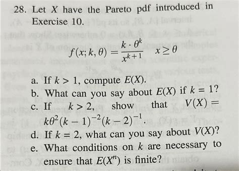 Solved Let X ﻿have The Pareto Pdf Introduced In Exercise