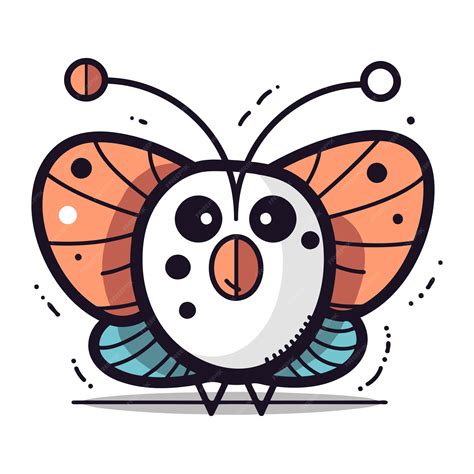 나비 만화 캐릭터 나비의 귀여운 ⁇ 터 일러스트 프리미엄 벡터