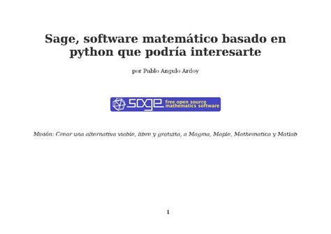 Pdf De Programación Sage Software Matemático Basado En Python Que Podría Interesarte