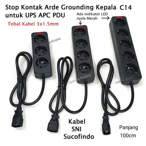 Jual Stop Kontak UPS PDU APC C 14 Hitam Kabel SNI Tebal 3x1 5mm Tempat Colokan Lubang Socket