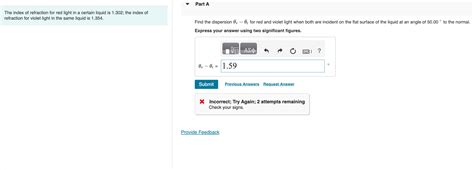 Solved The Index Of Refraction For Red Light In A Certain Chegg