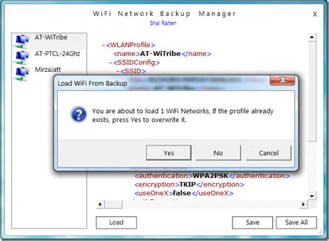 WiFi Network Backup Manager Saves And Loads WiFi Connection Settings