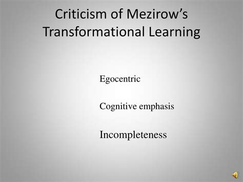Ppt Jack Mezirows Transformational Learning Powerpoint Presentation