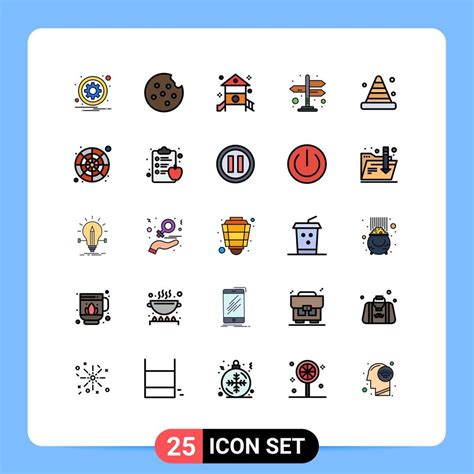 25 User Interface Filled Line Flat Color Pack Of Modern Signs And Symbols Of Construction